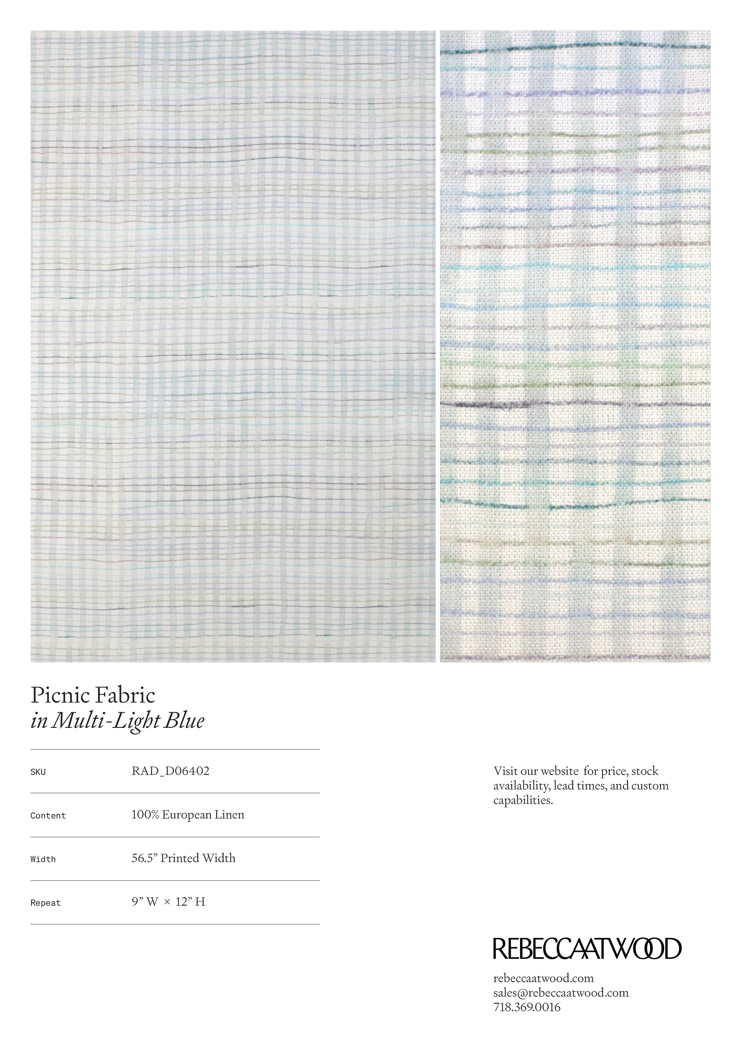 Picnic Fabric in Multi-Light Blue